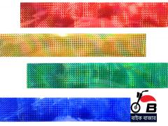 Bumper radium sticker, red, green, golden and blue color